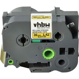 vhbw - Schriftband-Kassette kompatibel mit Brother P-Touch 3600, 530, 550, 550A, 9200, 9200DX Etiketten-Drucker 36mm Schwarz auf Gelb, Extra Stark