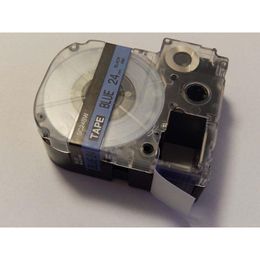Schriftband-Kassette kompatibel mit Epson LabelWorks LW-1000P, LW-600P, LW-900P, LW-700 Etiketten-Drucker 24mm Schwarz auf Blau - vhbw