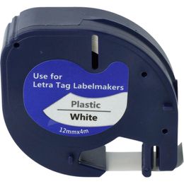 Schriftband-Kassette Plastik kompatibel mit Dymo LetraTag Plus LT-100H, LT-100T, xm, 2000 Etiketten-Drucker 12mm Schwarz auf Weiß - vhbw