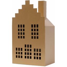 TrendLine - Windlicht Metall Haus 26 x 15 cm gold Deko Windlicht