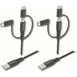 Pro User Prouser - USB-Kabel-Set 3-in-1, 2er-Set, 50 cm / 100 cm