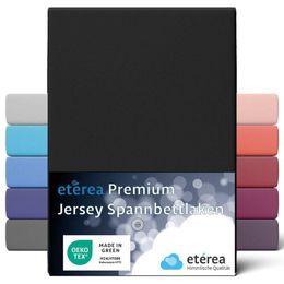 Premium Jersey Spannbettlaken Schwarz 90x200 - 100x200 cm - Schwarz - Etérea