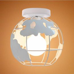 Deckenleuchte Kugel, Deckenlampe im Ø20cm Globus Design, Industrielle Kronleuchter mit Eisen Käfig für Wohnzimmer Schlafzimmer Flur Weiß 3PCS