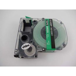 Schriftband-Kassette kompatibel mit KingJim SR530C, SR550, SR530, SR6700D, SR3900P, SR950, SR750, SR40 Etiketten-Drucker 12mm Weiß auf Grün - vhbw