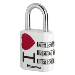 Master Lock Zahlenschloss aus Zamak 30mm - Liebesmotiv Stahlbügel D5mm