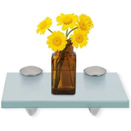 Glasablage Glasregal ideal für Bad, Dusche und zur modernen Dekoration mit Halterung aus Edelstahl Milchglas 8mm 20x10 cm - VINGO