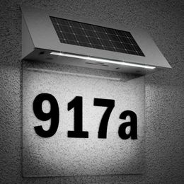Monzana - led Solar Hausnummer Edelstahl Dämmerungssensor mit Nummern Buchstaben Akku Hausnummernschild Hausnummernleuchte Solar Hausnummer