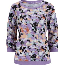 CR&Eacute;ATION L Damen Sweatshirt mit 3/4-langen &Auml;rmeln apricot-lavendel-bedruckt Gr&ouml;&szlig;e 38
