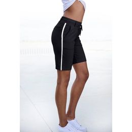 Lascana Shorts mit seitlichen Streifen, Loungewear, schwarz