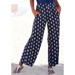 Vivance Palazzohose mit Alloverdruck und Taschen, Schlupfhose, Stoffhose, blau