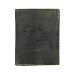 Green Burry Greenburry Geldbörse Vintage Leder Geldbörse Portemonnaie Brieftasche 1701-Stag