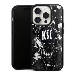 DeinDesign iPhone 15 Pro Handy Gallery Case Handyh&uuml;lle 9H Geh&auml;rtetes Glas R&uuml;ckseite H&uuml;lle Karlsruher Sc Ksc Official Licensed Product Gallery Case