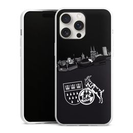 DeinDesign iPhone 15 Pro Max Handy Silikon H&uuml;lle Case wei&szlig; Handyh&uuml;lle Skyline Official Licensed Product 1. Fc K&ouml;ln Silikon Case