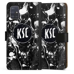 DeinDesign Galaxy A51 Handy Klapph&uuml;lle Handyh&uuml;lle aus Kunst Leder schwarz Flip Case Karlsruher Sc Ksc Official Licensed Product Sideflip mit Lasche