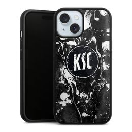 DeinDesign iPhone 15 Handy Gallery Case Handyh&uuml;lle 9H Geh&auml;rtetes Glas R&uuml;ckseite H&uuml;lle Karlsruher Sc Ksc Official Licensed Product Gallery Case