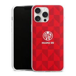 DeinDesign iPhone 15 Pro Max Handy Silikon H&uuml;lle Case wei&szlig; Handyh&uuml;lle Mainz 05 Official Licensed Product Merchandise Silikon Case