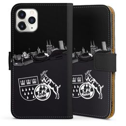 DeinDesign iPhone 11 Pro Handy Klapph&uuml;lle Handyh&uuml;lle aus Kunst Leder schwarz Flip Case Skyline Official Licensed Product 1. Fc K&ouml;ln Sideflip mit Lasche