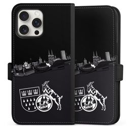 DeinDesign iPhone 15 Pro Max Handy Klapph&uuml;lle Handyh&uuml;lle aus Kunst Leder schwarz Flip Case Skyline Official Licensed Product 1. Fc K&ouml;ln Sideflip mit Lasche
