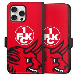 DeinDesign iPhone 15 Pro Max Handy Klapph&uuml;lle Handyh&uuml;lle aus Kunst Leder schwarz Flip Case Devil 1. Fc Kaiserslautern 1. Fck Sideflip mit Lasche