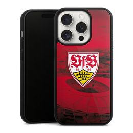 DeinDesign iPhone 15 Pro Handy Gallery Case Handyh&uuml;lle 9H Geh&auml;rtetes Glas R&uuml;ckseite H&uuml;lle Vfb Stuttgart Official Licensed Product Stadium Gallery Case