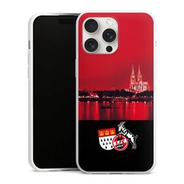 DeinDesign iPhone 15 Pro Max Handy Silikon H&uuml;lle Case wei&szlig; Handyh&uuml;lle 1. Fc K&ouml;ln Skyline Official Licensed Product Silikon Case