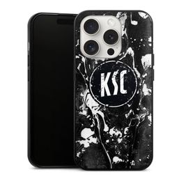 DeinDesign iPhone 15 Pro Handy Slim Case extra d&uuml;nn Silikon Handyh&uuml;lle schwarz H&uuml;lle Karlsruher Sc Ksc Official Licensed Product Silikon Slim Case