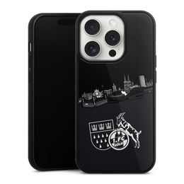 DeinDesign iPhone 15 Pro Handy Gallery Case Handyh&uuml;lle 9H Geh&auml;rtetes Glas R&uuml;ckseite H&uuml;lle Skyline Official Licensed Product 1. Fc K&ouml;ln Gallery Case