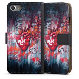 DeinDesign iPhone SE (2022) Handy Klapph&uuml;lle Handyh&uuml;lle aus Kunst Leder schwarz Flip Case 1. Fc Kaiserslautern Heart 1. Fck Sideflip mit Lasche
