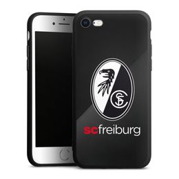 DeinDesign iPhone SE (2020) Handy Premium Silikon H&uuml;lle Handyh&uuml;lle schwarz Case Lettering Sc Freiburg Logo Silikon Premium Case