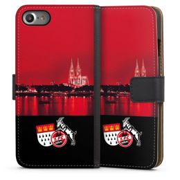 DeinDesign iPhone SE (2020) Handy Klapph&uuml;lle Handyh&uuml;lle aus Kunst Leder schwarz Flip Case Official Licensed Product 1. Fc K&ouml;ln Skyline Sideflip mit Lasche
