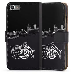 DeinDesign iPhone 8 Handy Klapph&uuml;lle Handyh&uuml;lle aus Kunst Leder schwarz Flip Case Skyline Official Licensed Product 1. Fc K&ouml;ln Sideflip mit Lasche