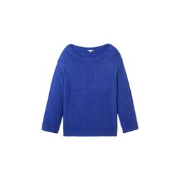 Tom Tailor Damen Plus - Loose Fit Strickpullover, blau, Uni, Gr. 54