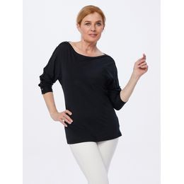 incasual Rundhalsshirt Sweatshirt figurumspielend mit knöpfbaren Ärmeln, schwarz, 40