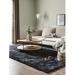benuta Nest Hochflor Shaggyteppich Cloudy Anthrazit 80x150 cm - Bettvorleger für Schlafzimmer