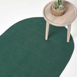 Homescapes - Handgewebter geflochtener Teppich in Dunkelgrün, 60 x 90 cm - Dunkelgrün