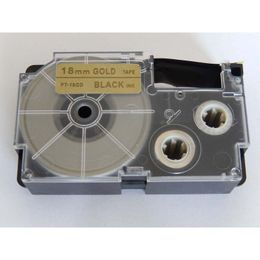 vhbw Schriftband-Kassette kompatibel mit Casio KL-7200, KL-750E, KL-780, KL-820, KL-7400, KL-8100 Etiketten-Drucker 18mm Schwarz auf Gold, pet+ resin