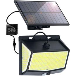 468 led Outdoor-Solarleuchte mit Bewegungsmelder - IP65 Wasserdicht, 3 Modi Outdoor-Solarlicht, 5M Kabel, 270° Outdoor-Solarbeleuchtung für Garten,