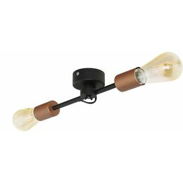 Licht-Erlebnisse - Vintage Deckenlampe Wohnzimmer in Schwarz 2xE27 sticks - Schwarz, Kupfer