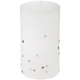 Weiß glitzerte zylinderkerze h12 - Kerzenzylinder glitter weiß - Paraffin - Höhe 12 cm - Feeric lights & christmas - weiß