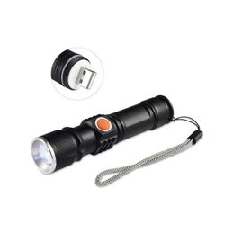 Meditrade GmbH Mini T6 led taschenlampe taskable cree zoom 3 modi wiederaufladbar usb elektrische taschenlampe