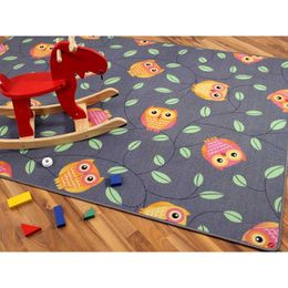 Snapstyle Kinder Spielteppich Eule Grau in 24 Größen - 80x400 cm