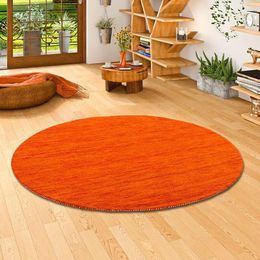 Theko Natur Teppich Indo Gabbeh Ella Terrakotta Rund - 150 cm Rund