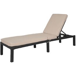 Mucola - Sonnenliege Polyrattan Gartenliege Auflage Beige Relaxliege Strandliege Loungeliege Rattanliege Terrassenliege Balkonliege Polsterauflage