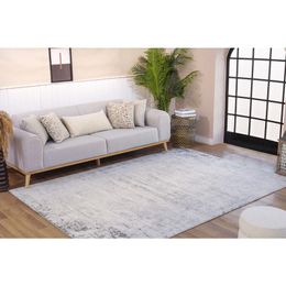 Teppich Kurzflor Wohnzimmer Modernes Abstraktes Design Weiß und Grau 140 x 200 cm - Surya