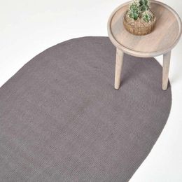 Homescapes - Handgewebter geflochtener Teppich in Grau, 60 x 90 cm - Grau