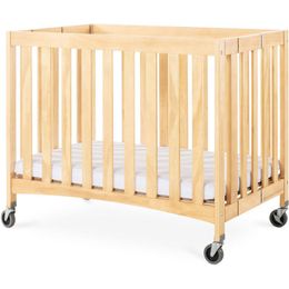 Foundations - Travel Sleeper klappbares Babybett aus Holz in Weiß Reisebett für Babys zusammenklappbar mit Matratze & Rollen Beistelbett /