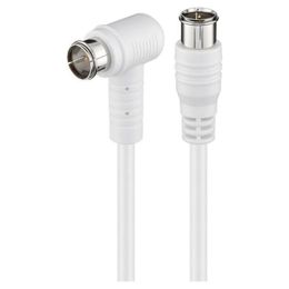 Sat connection cable angled, F-Quick, 100% shielded, white - f plug (Quick) -f plug (Quick) 90° (72747) - goobay