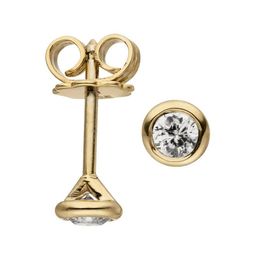 Jobo Paar Ohrstecker Ohrringe Solitär Diamanten Brillanten 0,24 ct., 585 Gold, gelb|goldfarben