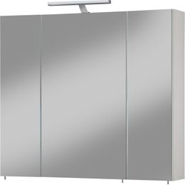 Welltime Spiegelschrank Torino Breite 80 cm, 3-türig, LED-Beleuchtung, Schalter-/Steckdosenbox, weiß