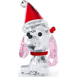 Swarovski Dekofigur Kristallfigur Hund Holiday Cheers Pudel, 5625854 (1 St), Swarovski® Kristall, rot|schwarz|weiß